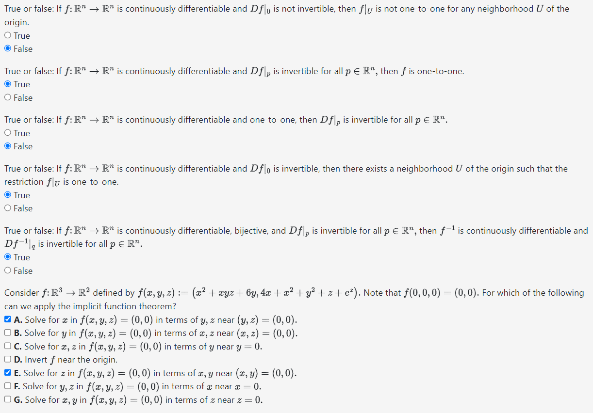 Solved True or false: If f:Rn→Rn is continuously | Chegg.com