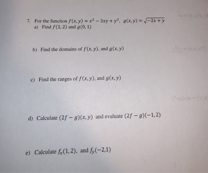 Solved For the function f(x, y) a) 7. x2-3xy + y2, | Chegg.com