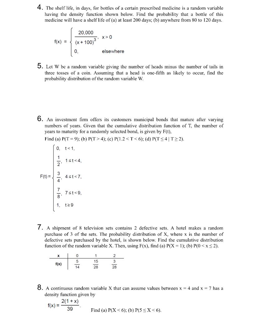 Solved 4. The shelf life, in days, for bottles of a certain | Chegg.com