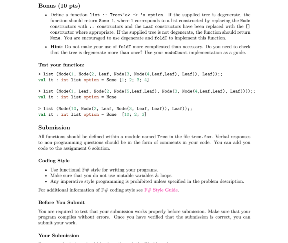 Assignment 7: Recursive Data Types In this | Chegg.com