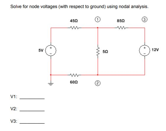 Solved Solve for node voltages (with respect to ground) | Chegg.com