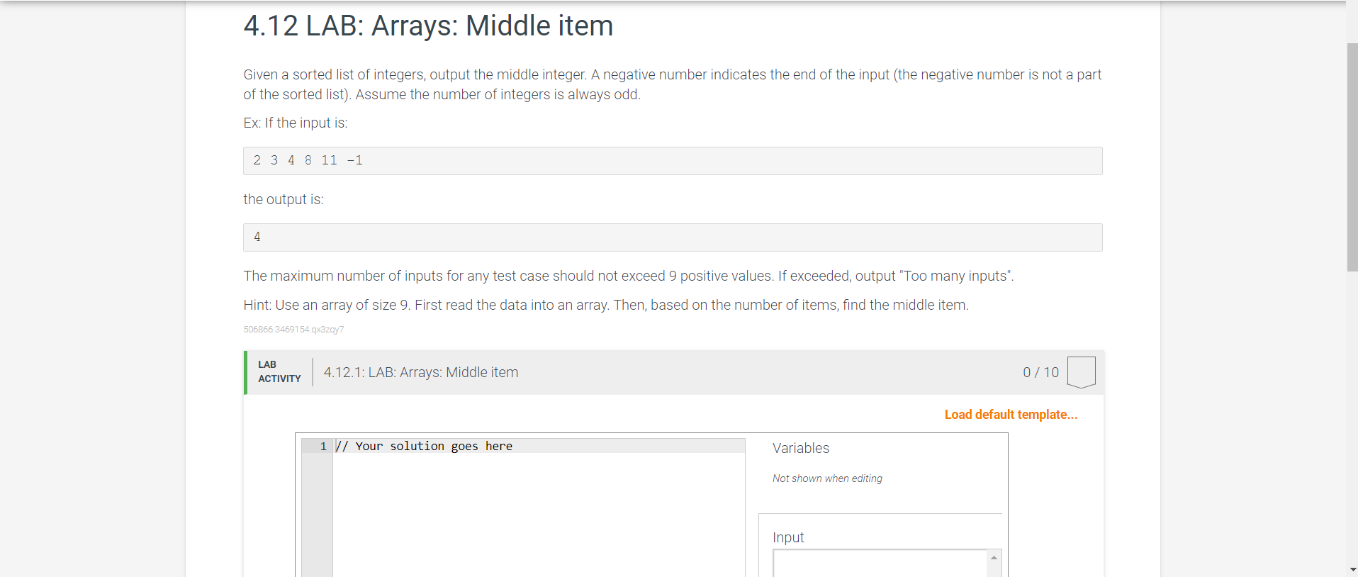 Solved 4 I L Lab Arrays Ividade Item Given A Sorted List 1095