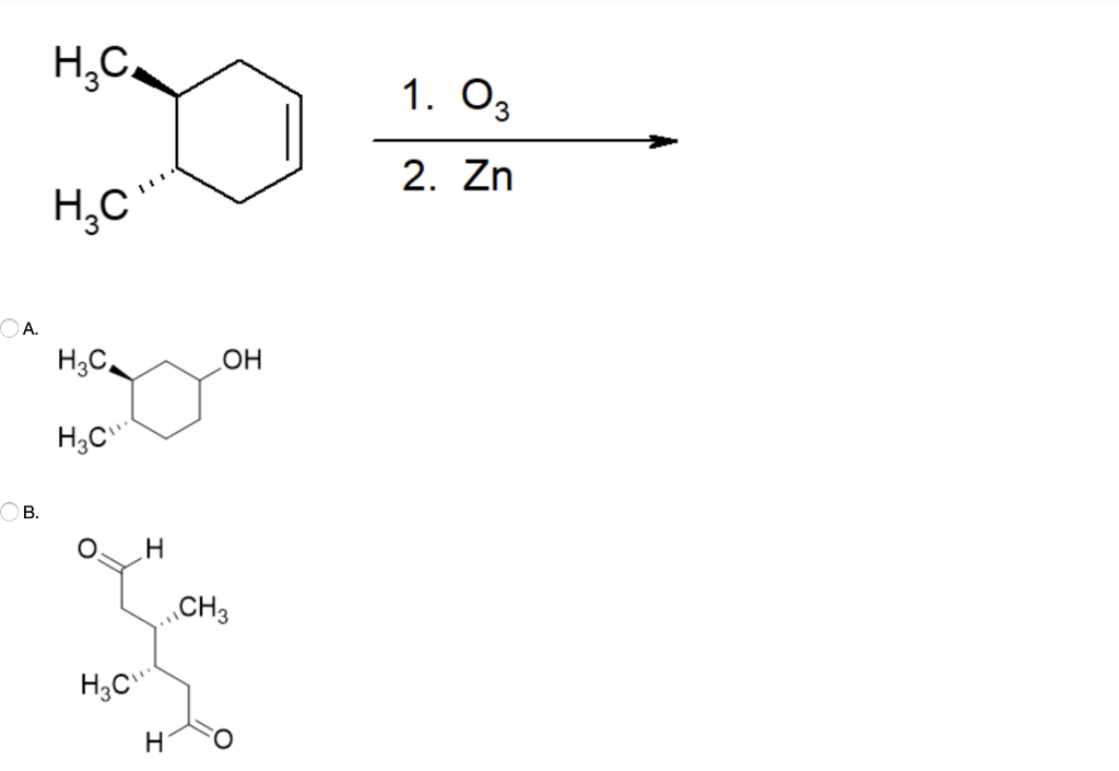 Solved Н.С. 1. О, 2. Zn НАС ОА. Н.С. он H3C" ОВ. H CH3 H,с" | Chegg.com