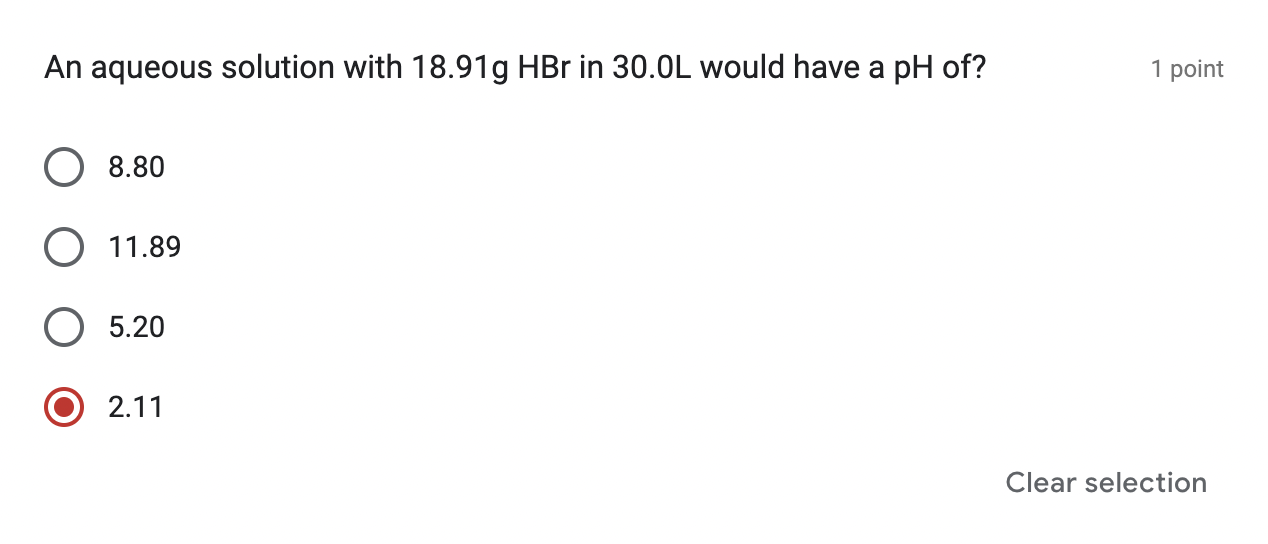 Solved An aqueous solution with 18.91 gHBr in 30.0 L would | Chegg.com