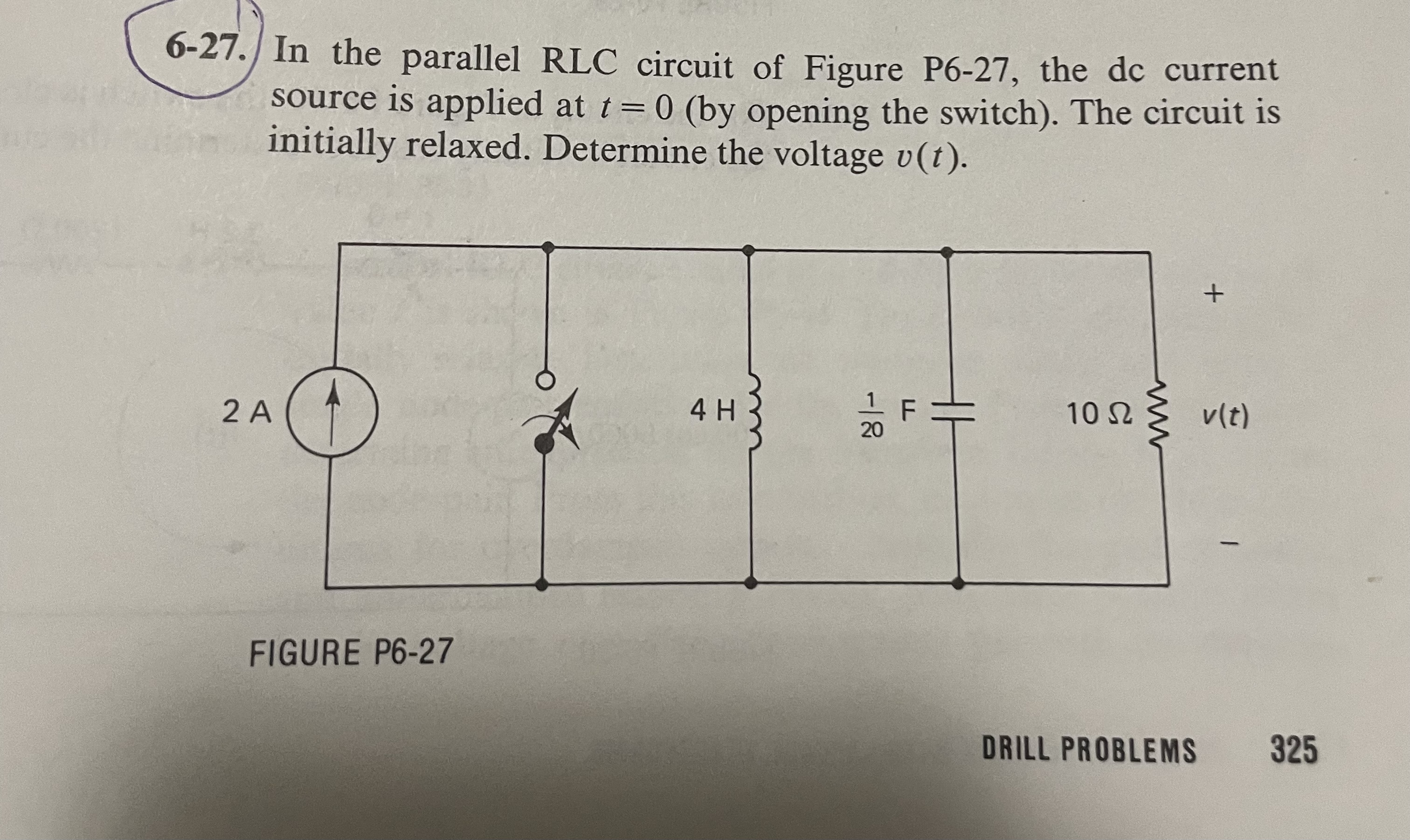 Solved 27. In the parallel RLC circuit of Figure P6-27, the | Chegg.com
