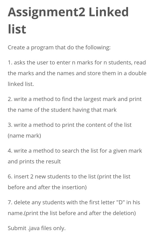 Solved Assignment2 Linked list Create a program that do the | Chegg.com