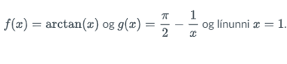 Solved An area is within f(x)=arctan(x) ﻿and g(x)=π2-1x ﻿and | Chegg.com