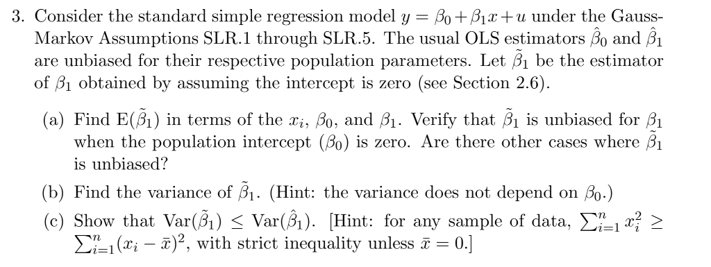 3. Consider the standard simple regression model y - | Chegg.com