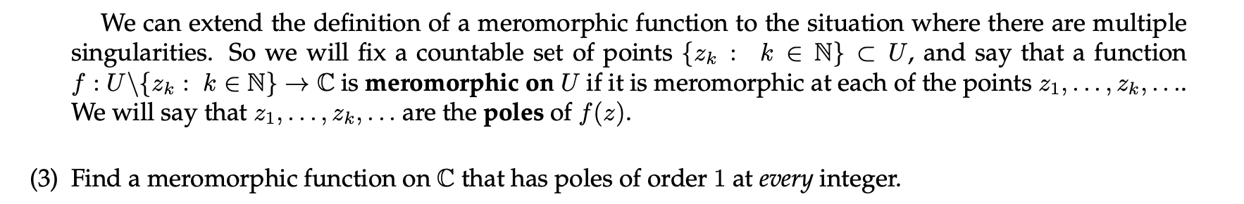 Solved We can extend the definition of a meromorphic | Chegg.com