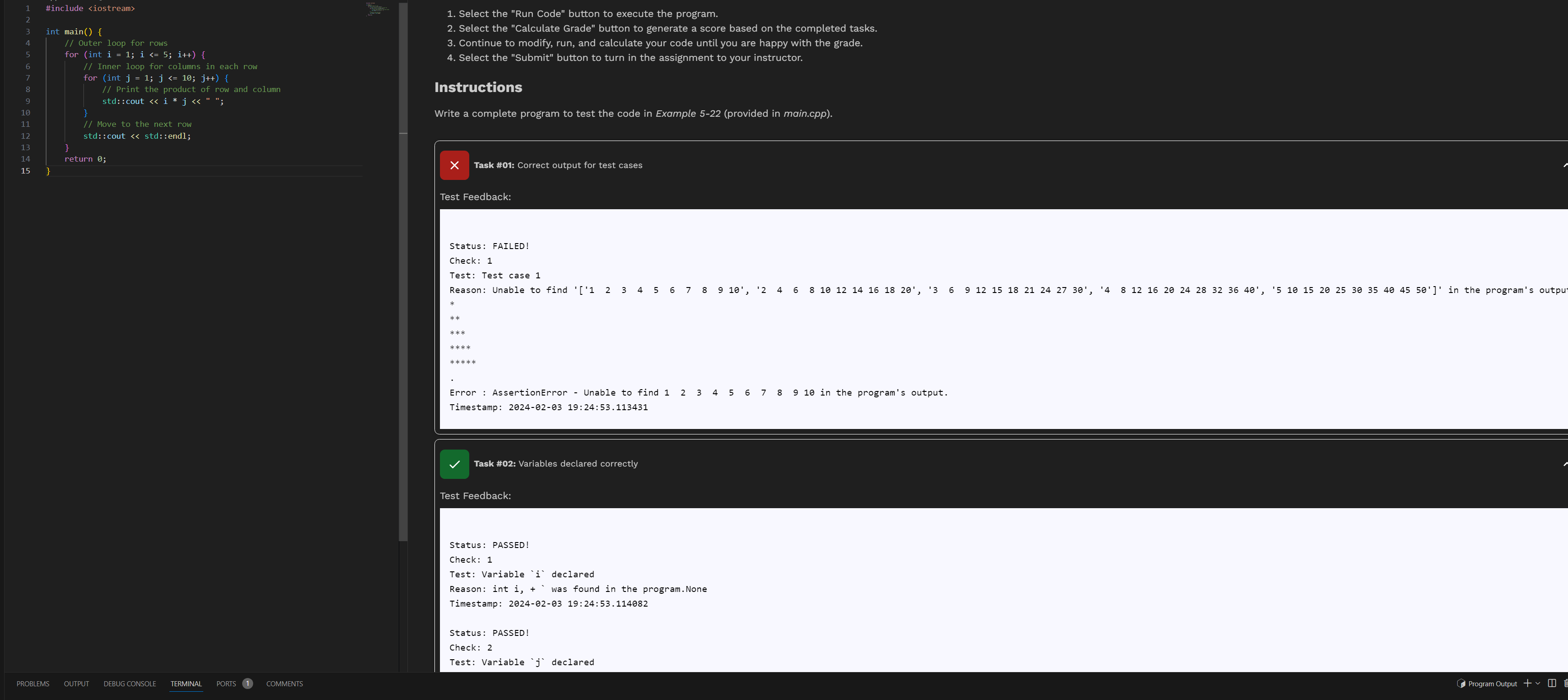 Solved Select the "Run Code" button to execute the | Chegg.com