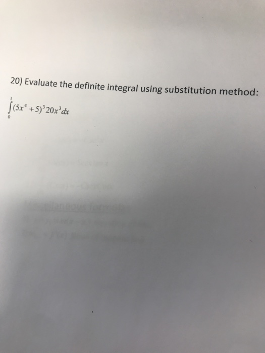 Solved 20) Evaluate the definite integral using substitution | Chegg.com