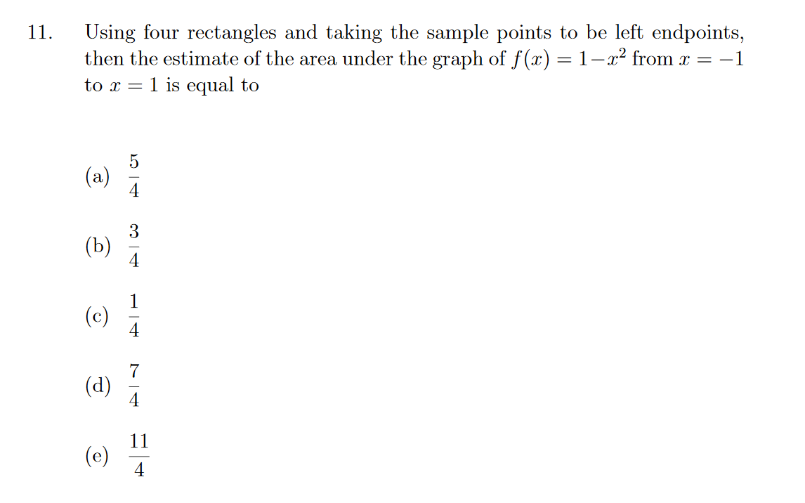 Solved 11. Using four rectangles and taking the sample | Chegg.com