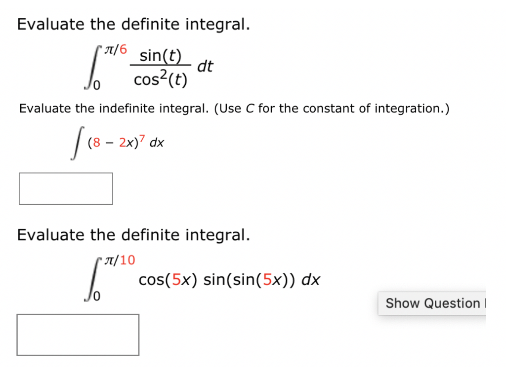 Solved Evaluate the definite integral. π/6 sin(t) Lors | Chegg.com