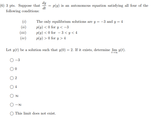 Solved 6) 3 pts. Suppose that dtdy=p(y) is an autonomous | Chegg.com