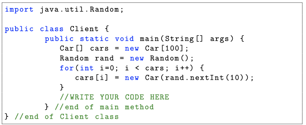 Solved Consider the following client code and add a few | Chegg.com