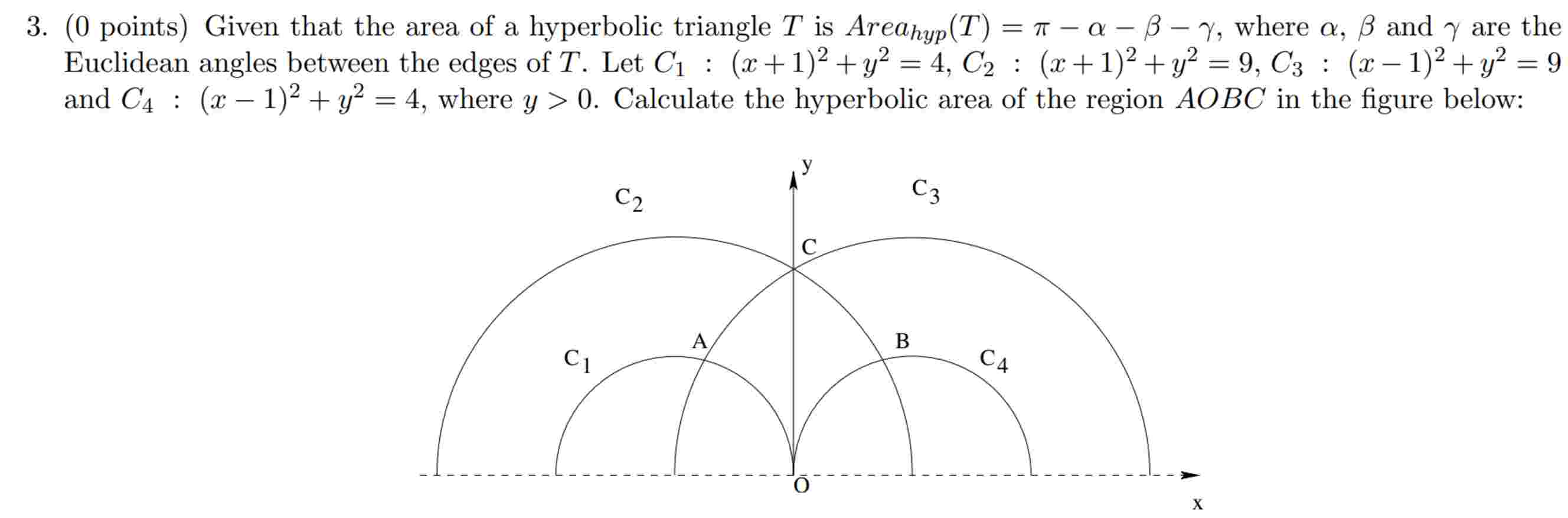 Solved (0 ﻿points) ﻿Given that the area of ﻿a hyperbolic | Chegg.com