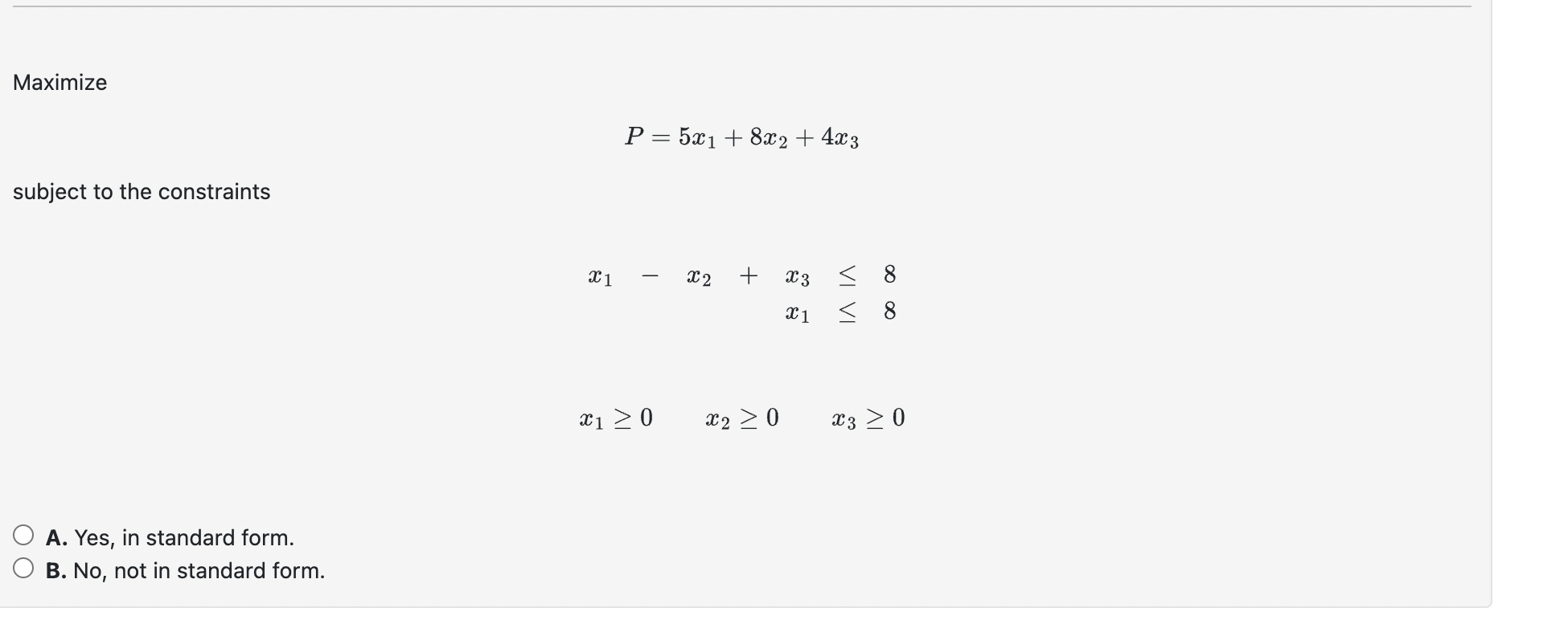 Solved Maximize P=5x1+3x2+x3 subject to the constraints | Chegg.com