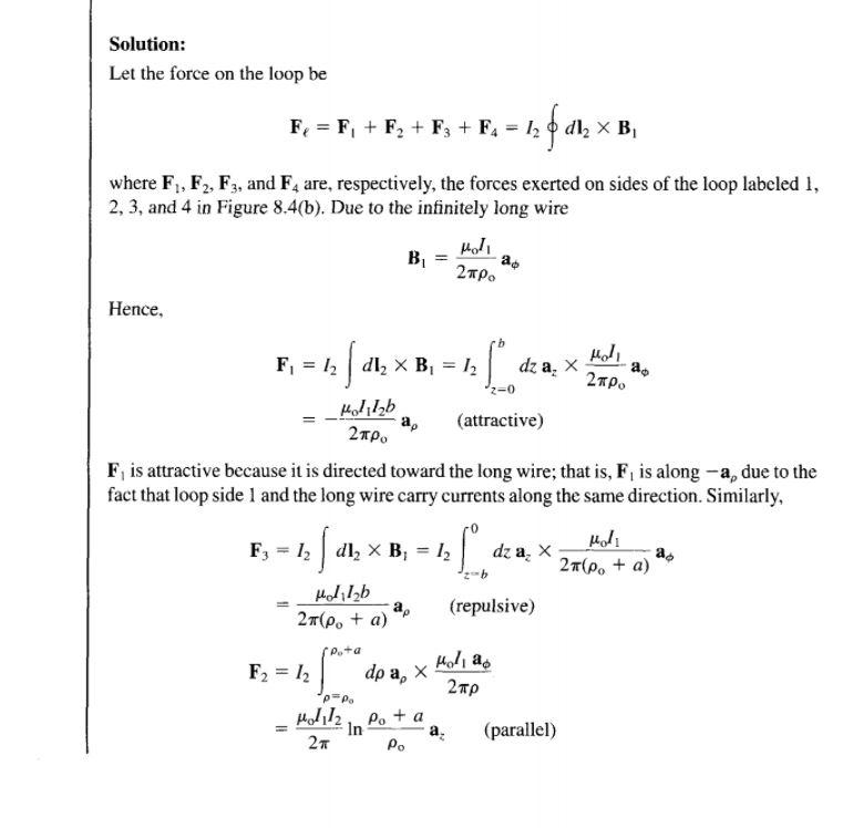 Solved EXAMPLE 8.4 A rectangular loop carrying current lz is | Chegg.com