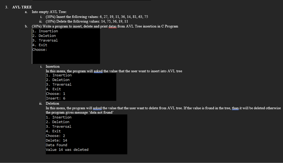 Solved 3. AVL TREE a Into empty AVL Tree: i (10%) Insert the | Chegg.com