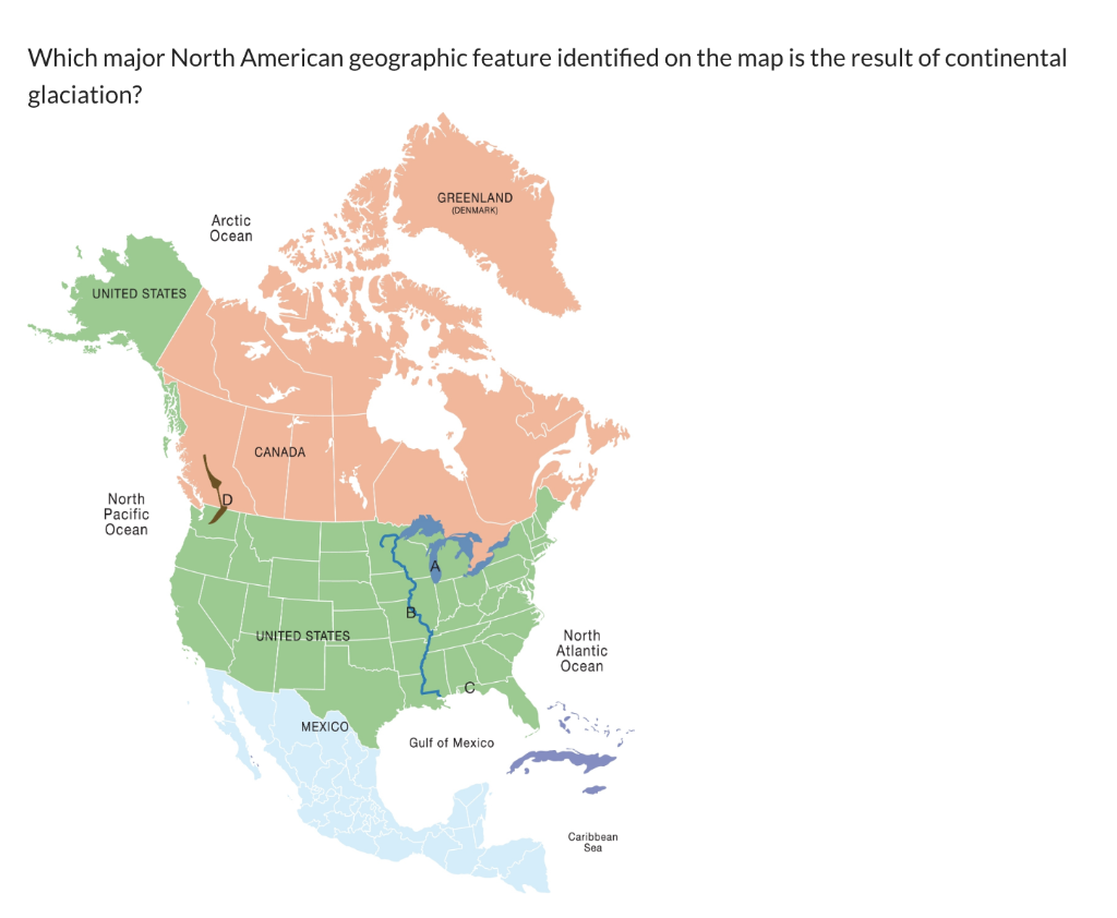 Solved Which major North American geographic feature | Chegg.com