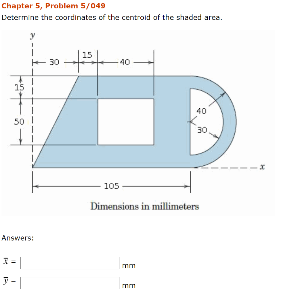 Solved Chapter 5, Problem 5/049 Determine the coordinates of | Chegg.com