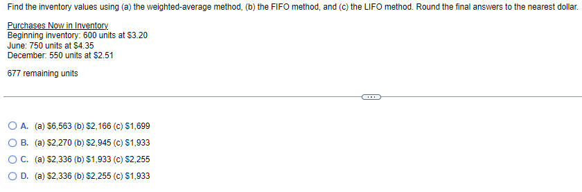 Solved Find the inventory values using (a) the | Chegg.com