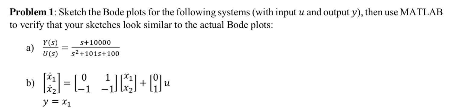 Solved Problem 1 Sketch The Bode Plots For The Following 