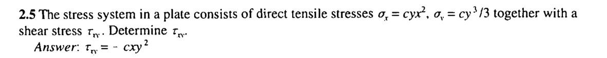 Solved 2.5 The stress system in a plate consists of direct | Chegg.com