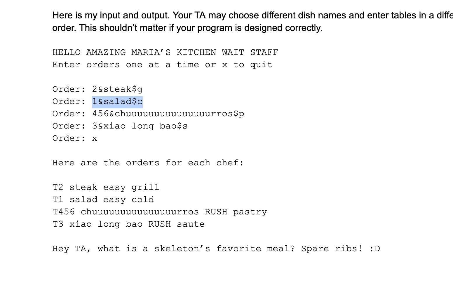 Solved # Function to process the order def process(order): | Chegg.com
