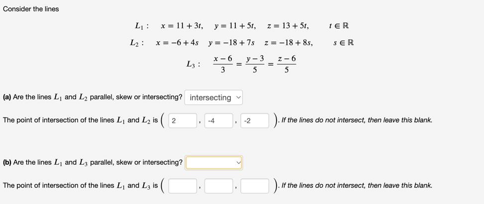 Solved Consider the lines | Chegg.com