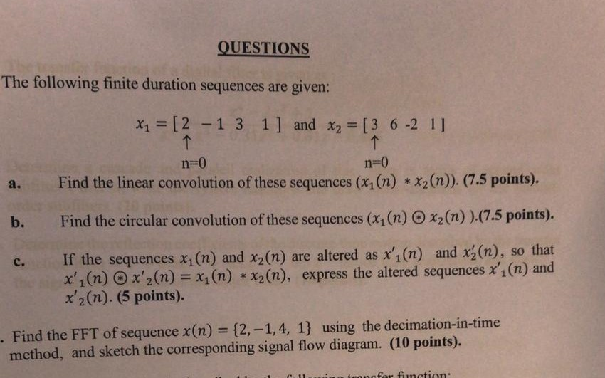 Solved QUESTIONS The following finite duration sequences are | Chegg.com