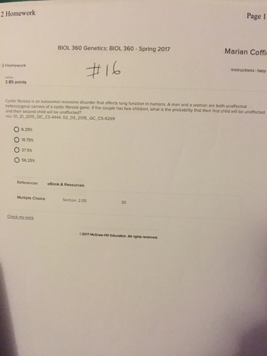 Solved 2 Homework Page 1 BIOL 360 Genetics: BIOL 360 Spring | Chegg.com
