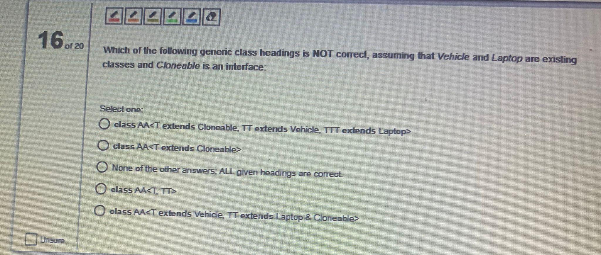 Solved 16 of 20 Which of the following generic class | Chegg.com