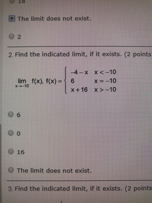 Solved The limit does not exist. 2. Find the indicated | Chegg.com
