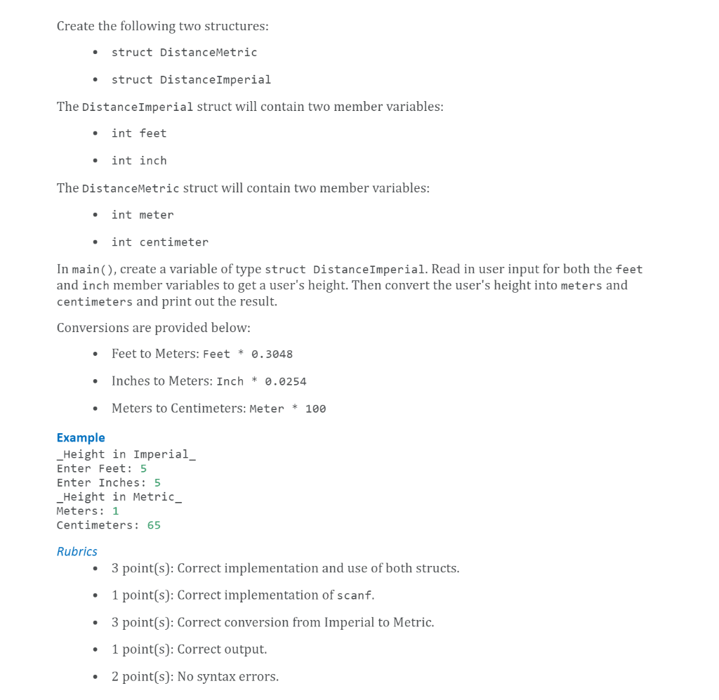 Solved Create the following two structures: struct | Chegg.com