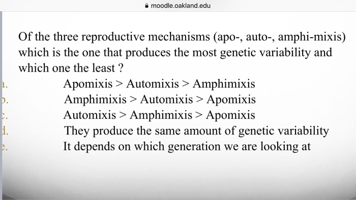 Solved Of the three reproductive mechanisms (apo-, auto-, | Chegg.com
