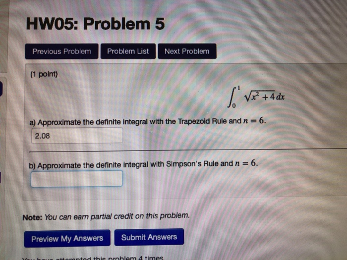 Solved HW05: Problem 8 Previous Problem Problem List Next | Chegg.com