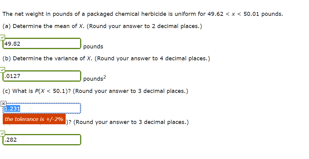 Solved The net weight in pounds of a packaged chemical | Chegg.com