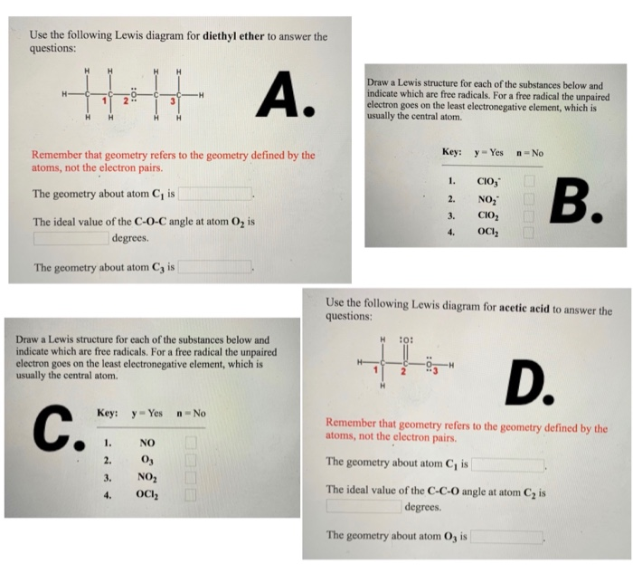 Solved Use The Following Lewis Diagram For Diethyl Ether To