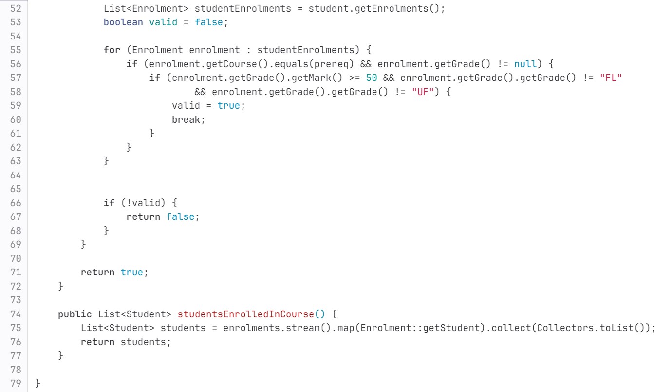Solved In the enrolments codebase, there is a violation of | Chegg.com