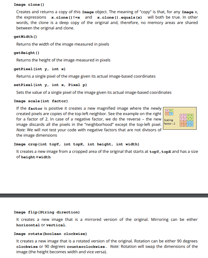 This class is used to represent a whole image. The | Chegg.com