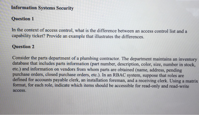 Solved Information Systems Security Question 1 In the | Chegg.com