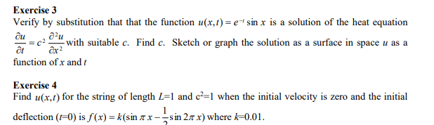 Solved Exercise 3 Verify by substitution that that the | Chegg.com