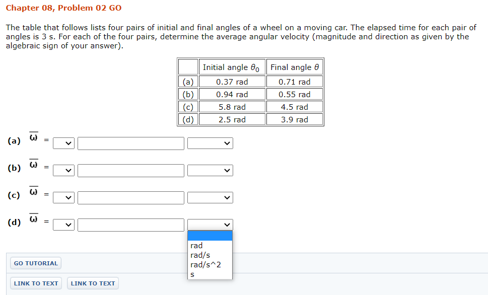 Solved Chapter 08, Problem 02 GO The table that follows | Chegg.com
