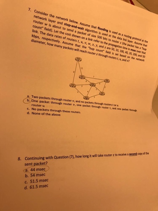 Solved 7. Consider the network below. Assume that flooding | Chegg.com