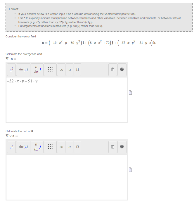 Solved Format: - If your answer below is a vector, input it | Chegg.com