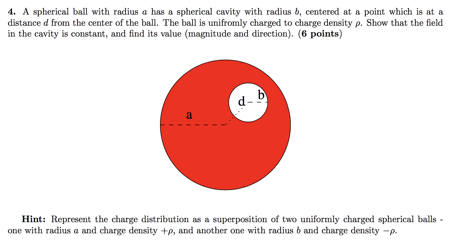 Solved 4. A spherical ball with radius a has a spherical | Chegg.com