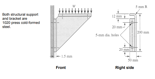 Solved Example below formed sheet-steel bracket. The total | Chegg.com