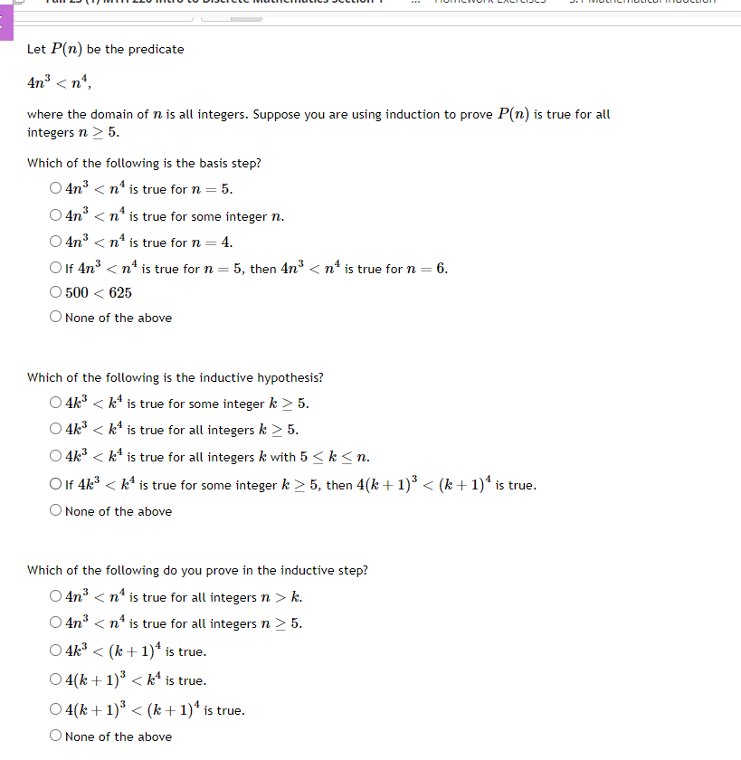 Solved Let P(n) be the predicate 4n3k. 4n3 | Chegg.com