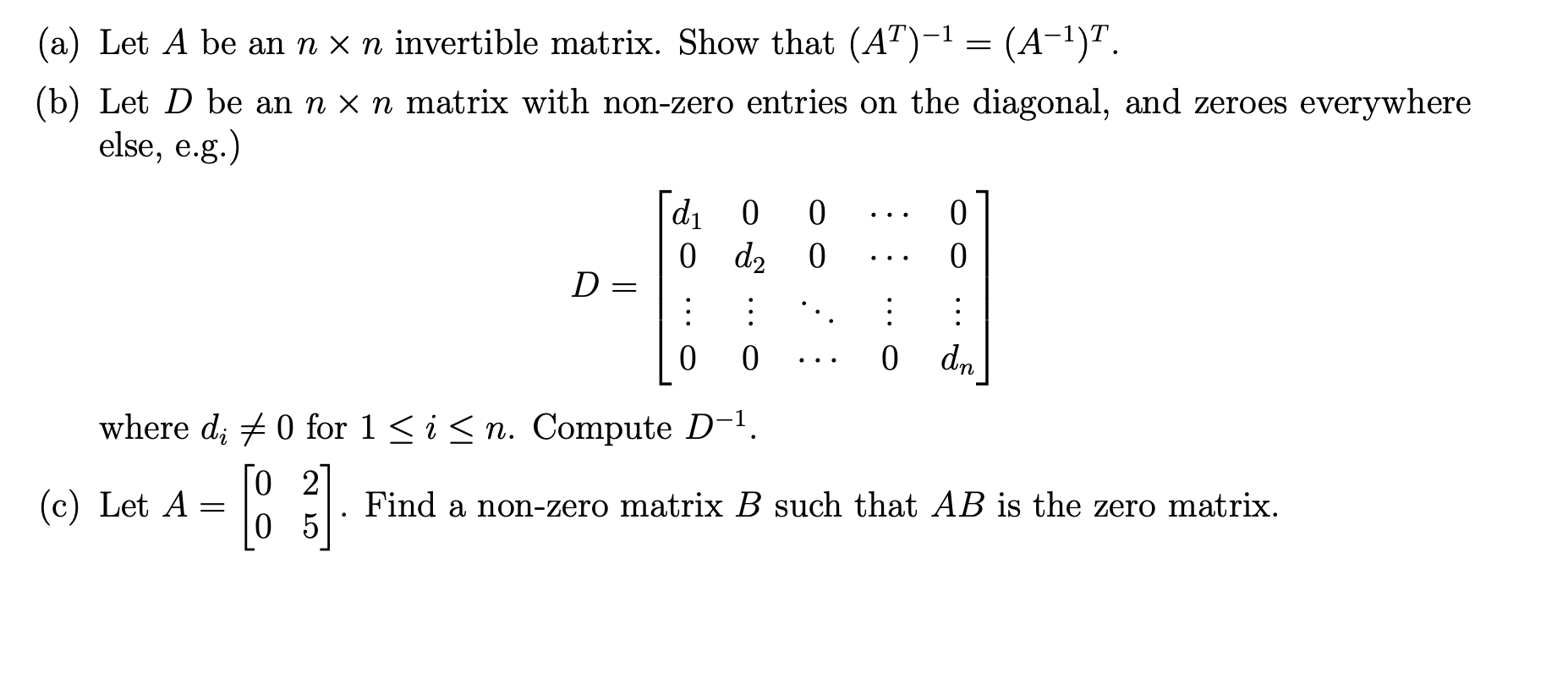 Solved (a) Let A be an n×n invertible matrix. Show that | Chegg.com